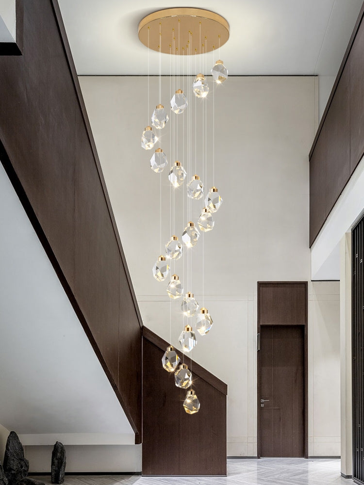 Luxury Crystal High Ceiling Chandelier Decor for Staircase Living Room ...
