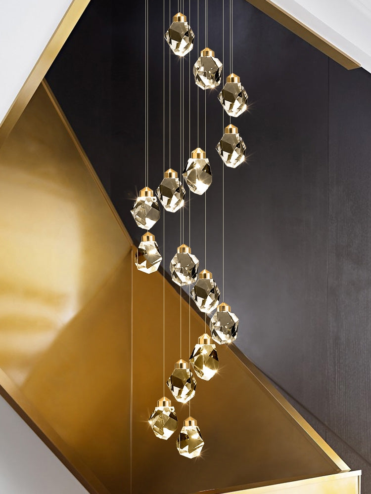 Luxury Crystal High Ceiling Chandelier Decor for Staircase Living Room ...